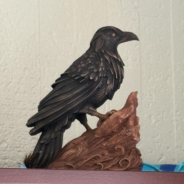 Ash Wood Raven Statue: Bird Enthusiast Gift - Etsy