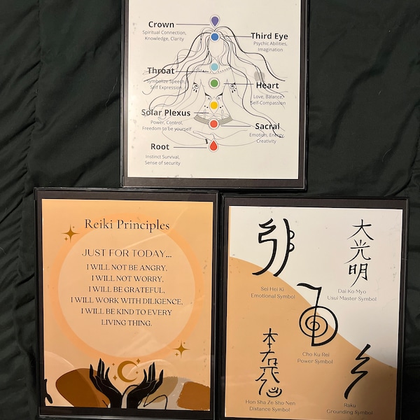 REIKI SYMBOLS for Reiki Healing, Reiki Wall Hanging for Spa Studio ...