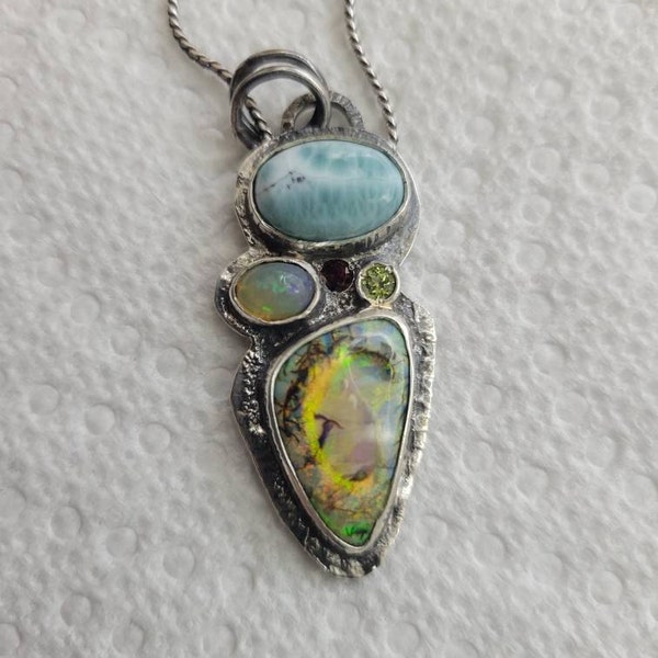 Dendritic Opalized Agate With Pink Tourmaline Pendant Artisan Handmade ...