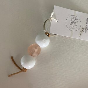 Keychains for Women, Pink Sea Glass Keychain, Wood Bead Key Fob, Boho ...