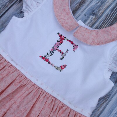 Machine Embroidery LETTER E Uppercase 9,7cm / 3.85 Tall Dainty Floral ...