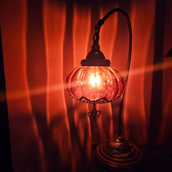 Red Turkish Table Lamp: Swan Neck Mosaic Desk Light - Etsy