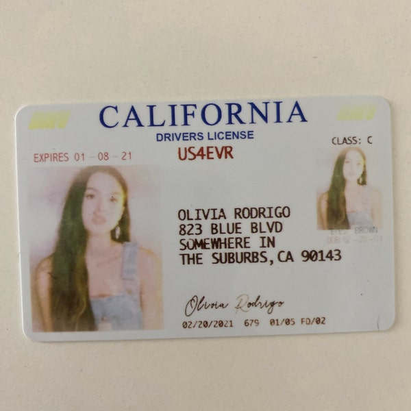 Drivers License Olivia Plastic Photo Card With Metallic Logo or Text ...