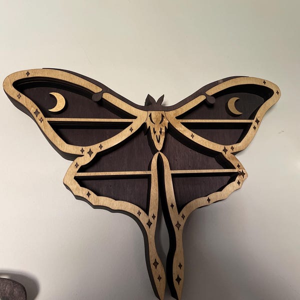 Coppermoon Luna Moth Crystal Shelf, Luna Moth Shelf, Luna Moth Wooden ...