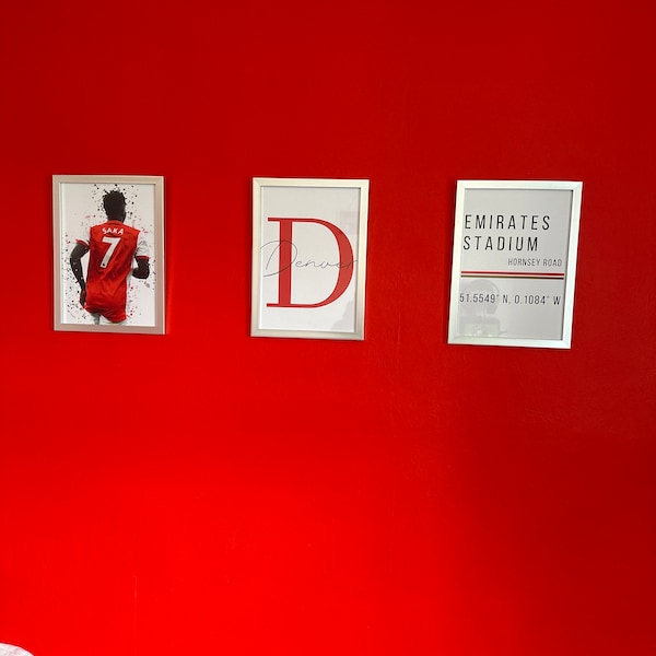 Set of Three Personalised Arsenal Wall Prints | Football Prints | - Etsy UK