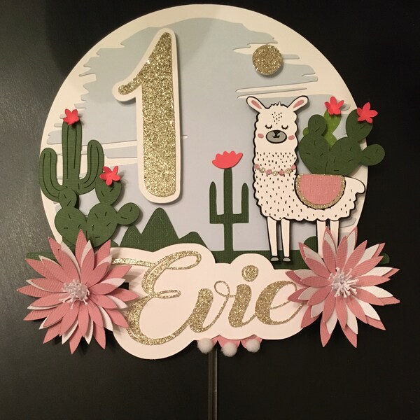 Llama Cake Topper, Cactus Cake Topper, Llama and Cactus Birthday Party ...