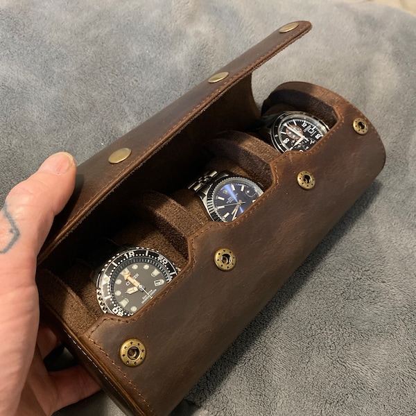 Leather Single Watch Case - Watch Roll for Men, Handmade Watch Roll ...
