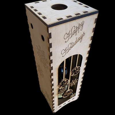 Wine Crate Box, Ceremony Wine Bottle Box Bundle, CNC Laser Cutting ...