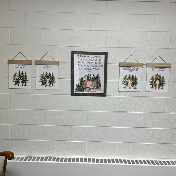 Christian Nursery Decor, Kids Bible Verse Wall Art, Watercolor Animals ...