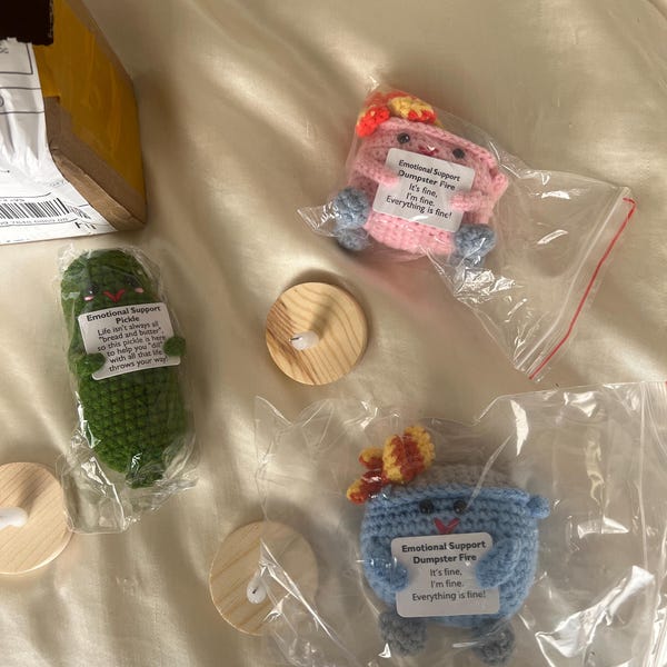 Emotional Support Gift Set-crochet Dumpster Fire/sunflower/pickle ...