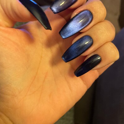 Witchy Color Shifting Nails Blue Purple Pink Press Ons Coffin Black ...