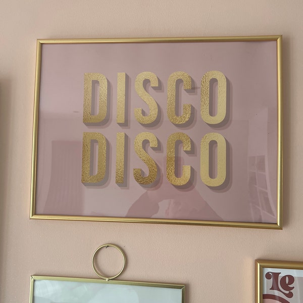 Disco Typography Wall Art Poster Print, 70's Disco Sign Navy Blue ...