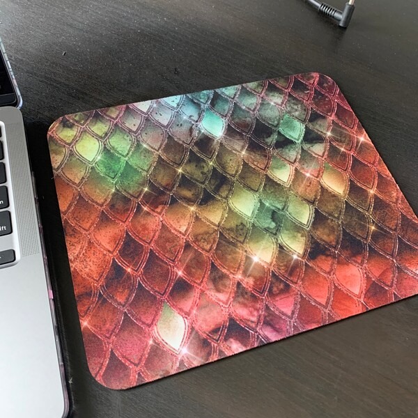 Dragon Mouse Pad Marbled Scales | Magic Mousepad | Medievil | Gift for ...