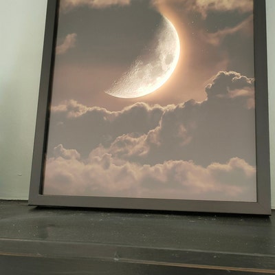 PRINT Heavenly Glow: Crescent Moon Above the Clouds - Etsy UK