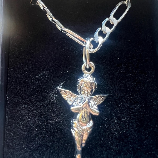 Gold Plated Tiny Baby Angel Necklace, Angel Necklace, 3D Baby Angel ...