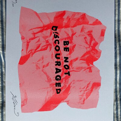 Be Not Discouraged Risograph Illustration Art Print UV Ink - Etsy