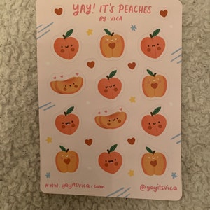 Peach Sticker Sheet Kawaii Stickers Cute Stationery - Etsy