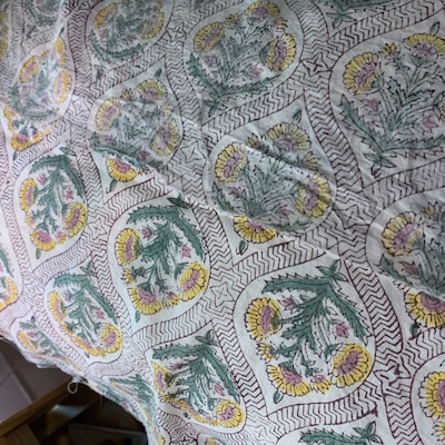 Mughal Print Soft Cotton Block Print Indian 100% Pure Cotton Cloth ...