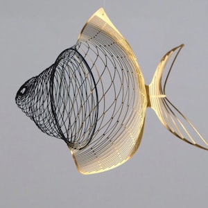 Gold Black Fish Mobile 4 or 6 Piece, Fish Metal Sculpture, Fishing Gift ...