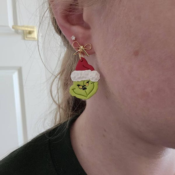 The Grinch Stole Christmas Earrings, Polymer Clay Holiday Earrings ...