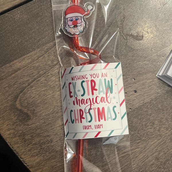 Printable Ex-straw Magical Christmas Gift Tag, School Classroom ...