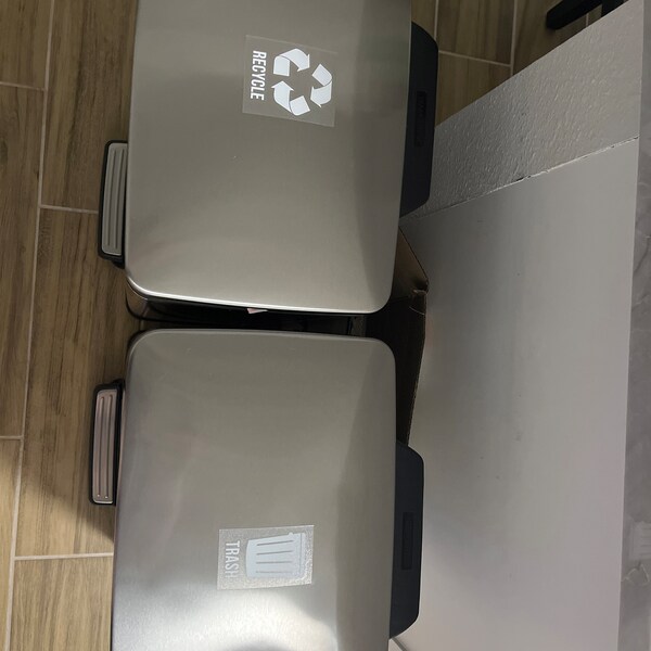 Trash and Recycle Decal, Garbage Can Label, Recycling Bin Decal ...