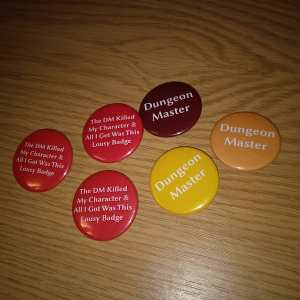 Mystery Badge Bundle Dungeons & Dragons Themed 38mm Button Badges, Dnd ...