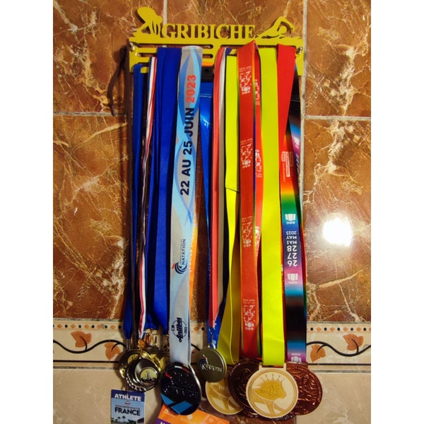 Swimming Medal Holder Custom Swimming Medal Hanger With Name, 12 Rungs ...
