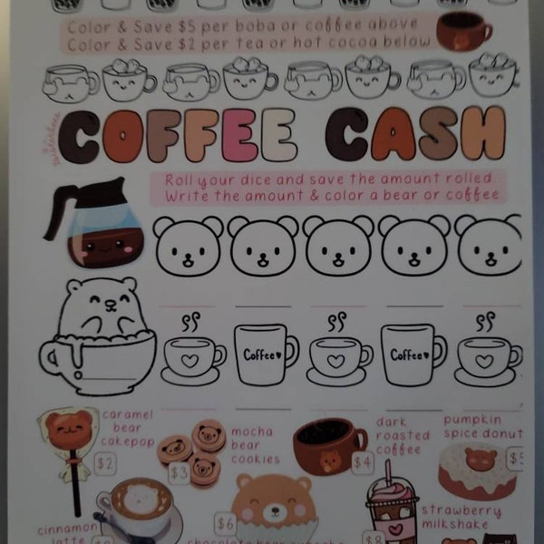 COFFEE Mocha Bear Cafe Savings Challenge Game | Kawaii Latte Tea Boba ...