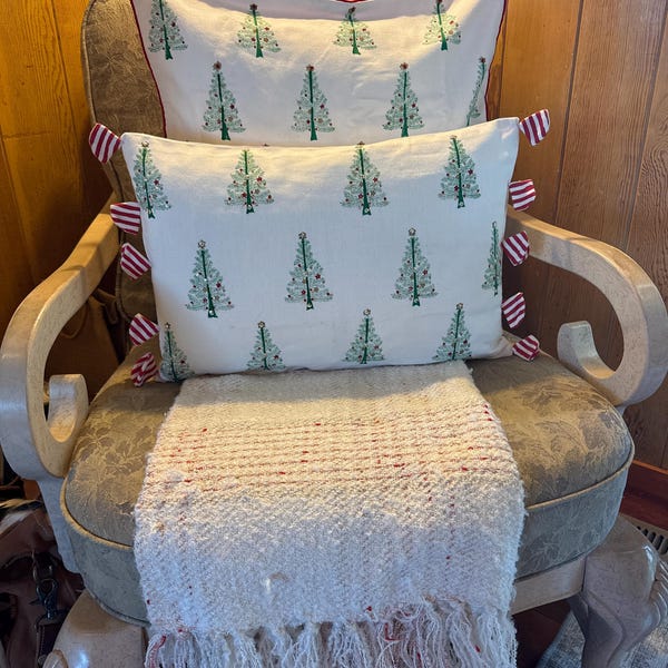 Christmas Hand Block Print Table Runner Handmade Christmas Tree Table ...