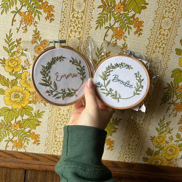 Hand Embroidered Name Hoop, Personalized Embroidery Hoop, Baby Name ...