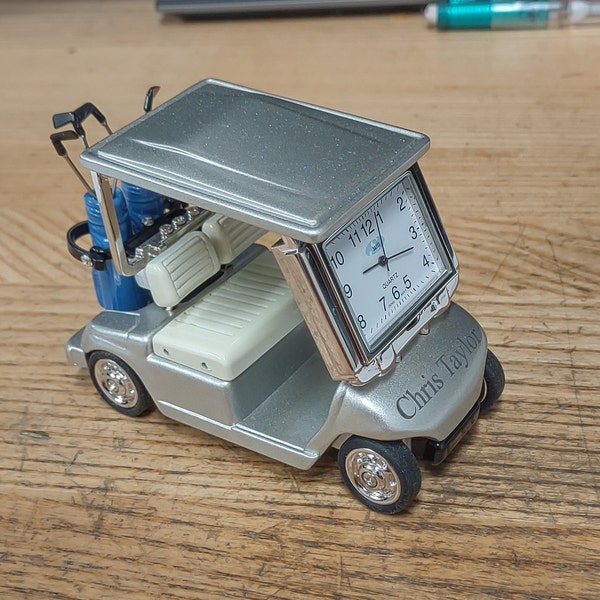 Custom Deluxe Two Seat Mini Golf Cart Desk Clock - Personalized Office ...