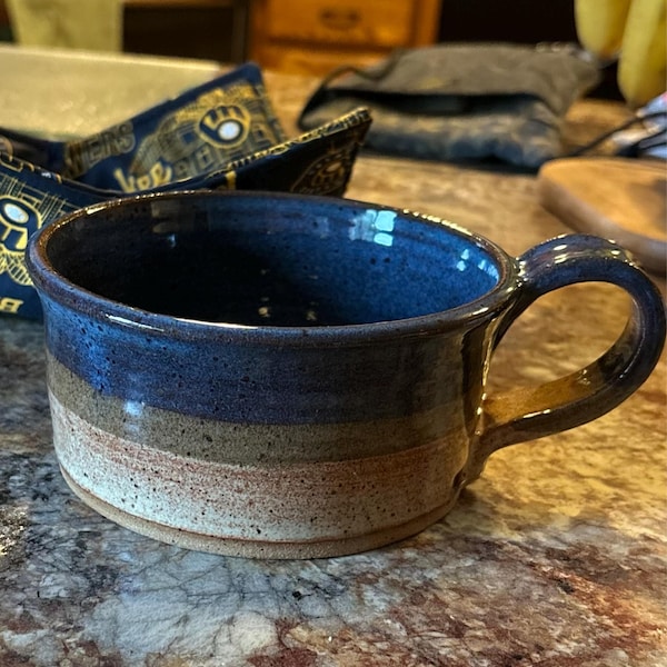 Light Rust and Floating Blue Pottery Soup Mug - Etsy