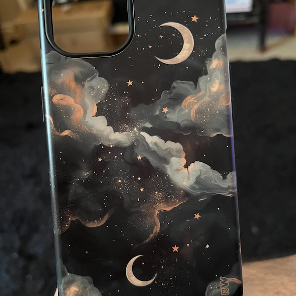 Stars and Moons Astral Surreal Celestial Phone Case for iPhone 17 16 15 ...