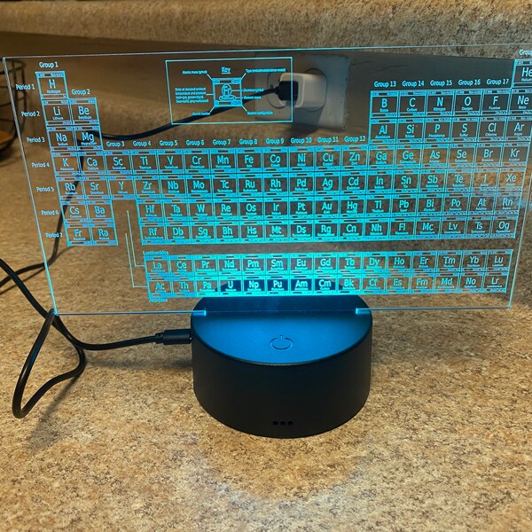 LED, Periodic Table, Acrylic, Sign, Light, Edge Lit, Nightlight, Gift ...