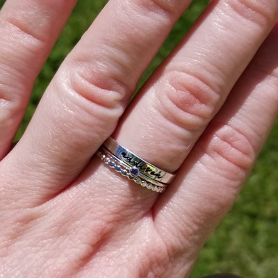 Class Ring Set, Sterling Silver Modern Class Rings, Personalized ...