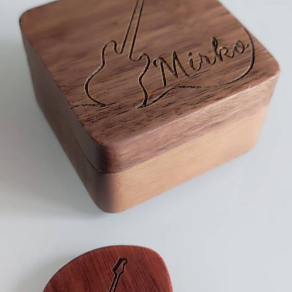 Custom Wooden Guitar Picks Box,personalized Guitar Pick Holder Storage ...