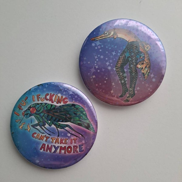 Meme Badges | Funny Holo Buttons Pin Badges 58mm Fandom and Silly Stuff ...