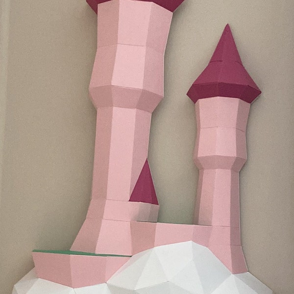 Castle in the Clouds Papercraft 3D DIY Low Poly Paper Crafts Fantasy ...