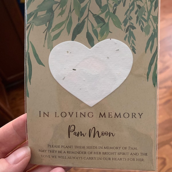 Memorial Card, Funeral Favor, in Loving Memory, Celebration of Life ...
