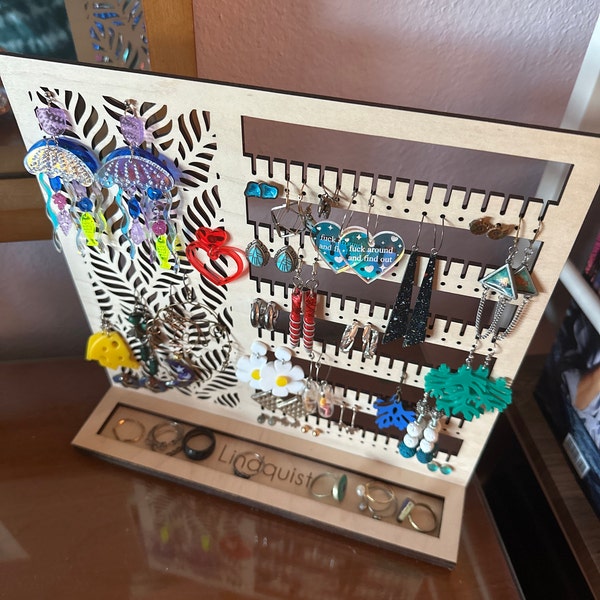 Large Earring Holder With Ring Tray: Personalized Gift - Etsy