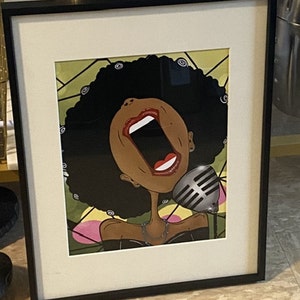 Abstract Black Art Music Print, Black Woman Singing, African American ...