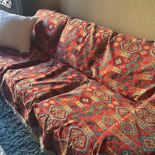 Boho Couch Cover, Large Size Cotton Sofa Cover, Sofa Covers Bohemian ...