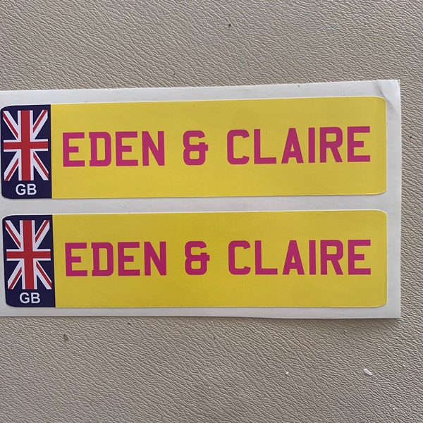 Childrens Personalised Kids Number Plate Sticker Ride on Toy Cars ...