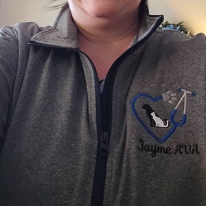 Full Zip Vet Tech Jacket With Sleeve, Vet Assistant Hoodie With Pockets ...