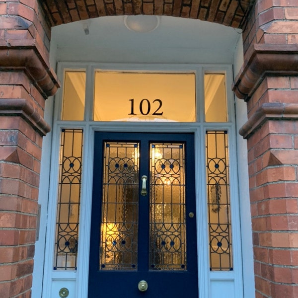 Frosted Fanlight Door Number, Etched Glass House Number, Victorian ...