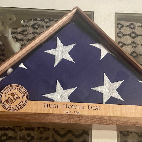 Personalized Memorial Flag Display Case for a 5' X 9.5' Burial or ...