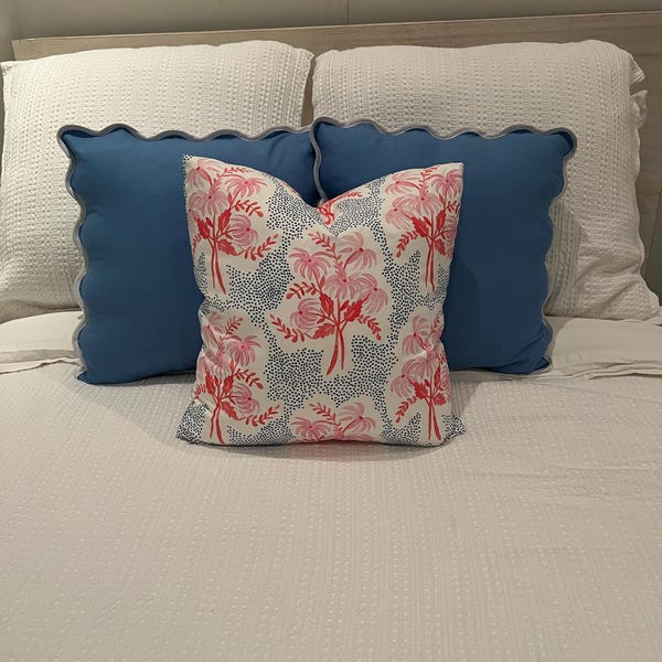 Orelle Scalloped Pillow Cover 18x18 Set of 2 | 100% Linen / Cotton ...