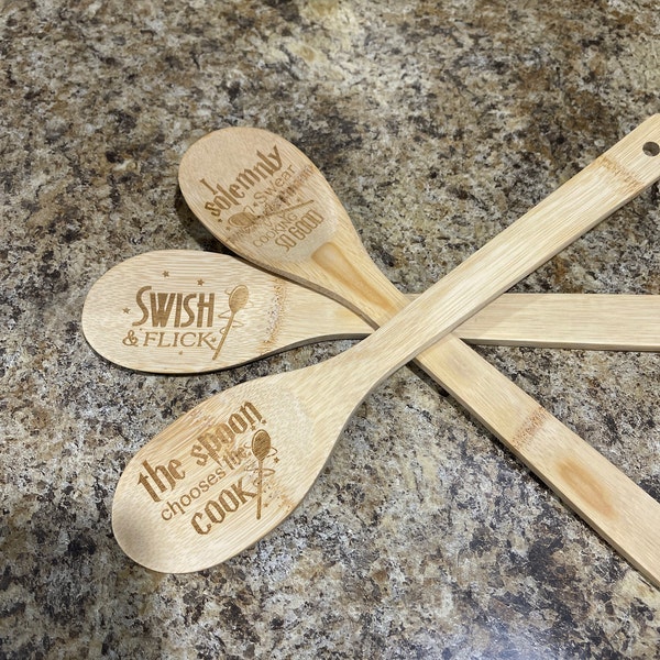 Wizard's Kitchen Spoons - Wizard Bamboo Spoon Set, Engraved Wooden ...