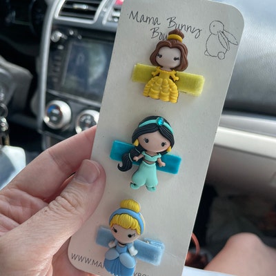 Disney Princess Hair Clips, Colorful Velvet Glitter Clips, Baby Toddler ...